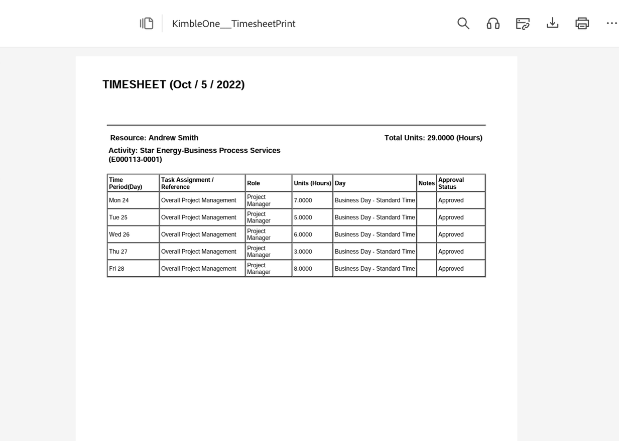 Entering Time in Kantata SX