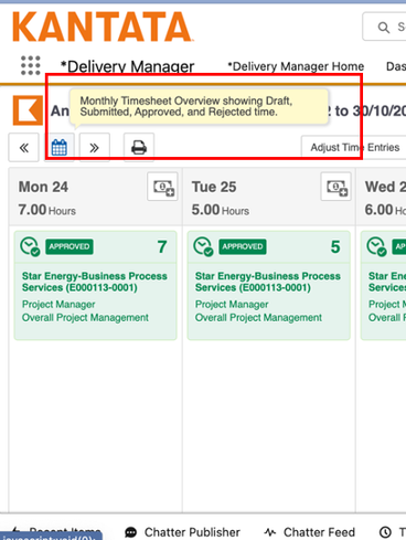 Entering Time in Kantata SX